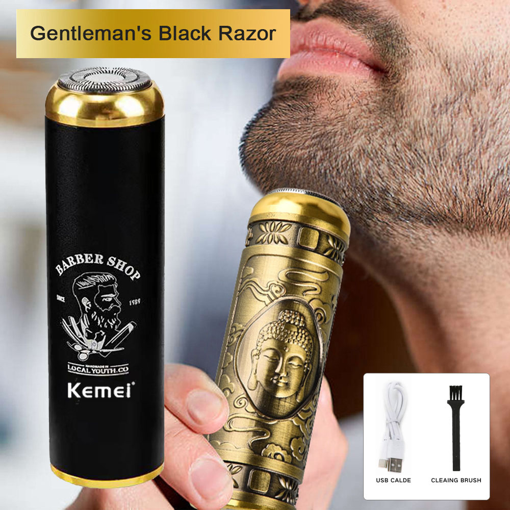 Kemei KM-T10 Mini Men Electric Shaver Wet and Dry Use USB Rechargeable Portable Shaving Machine ...