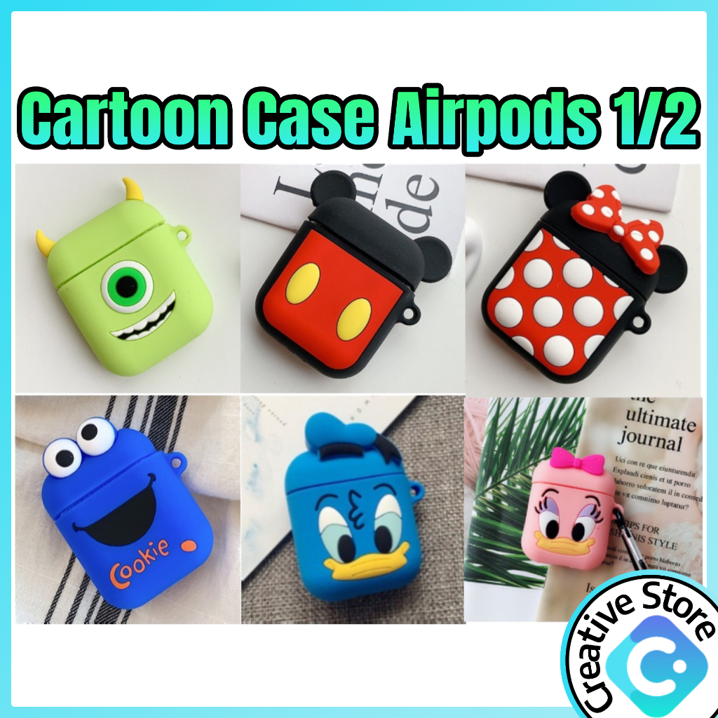 Cartoon Earphone Case For AirPods 1 2 Soft Silicone Case with Bucket ...