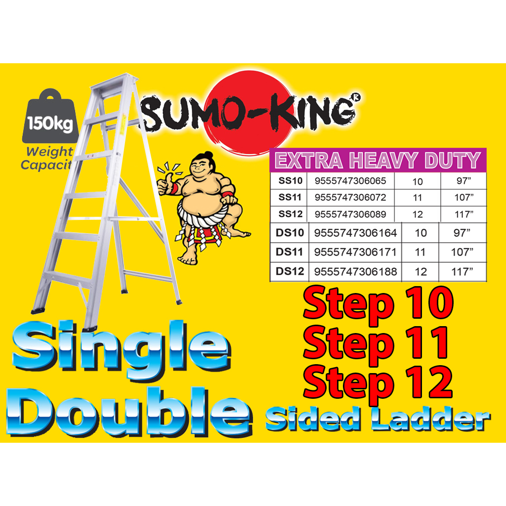 Sumo King Tangga Aluminum (Single & Double Sided) | Step 10 To Step 12 | - Aluminum Ladder ...