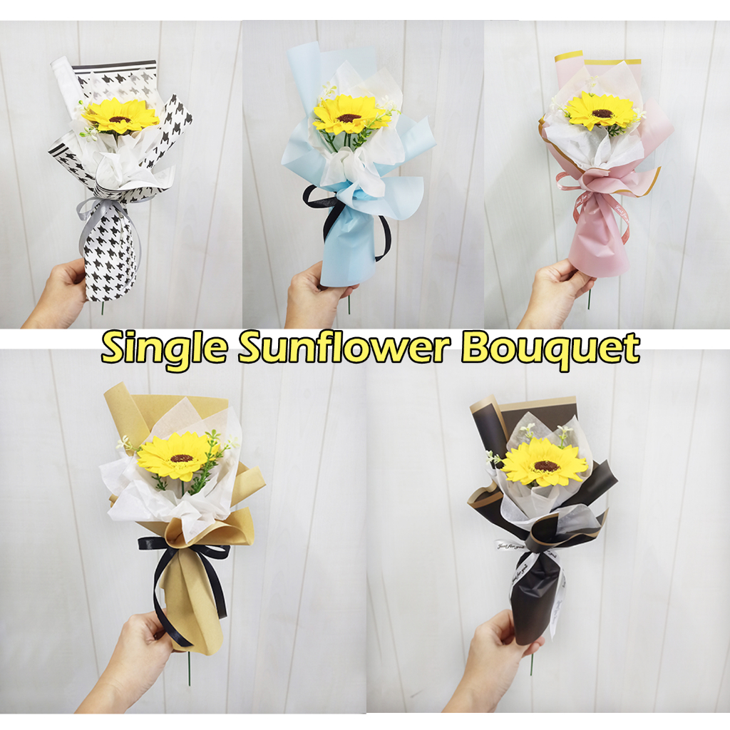 Single Sunflower Soap Flower Bouquet Birthday Teacher's Day Mother's ...