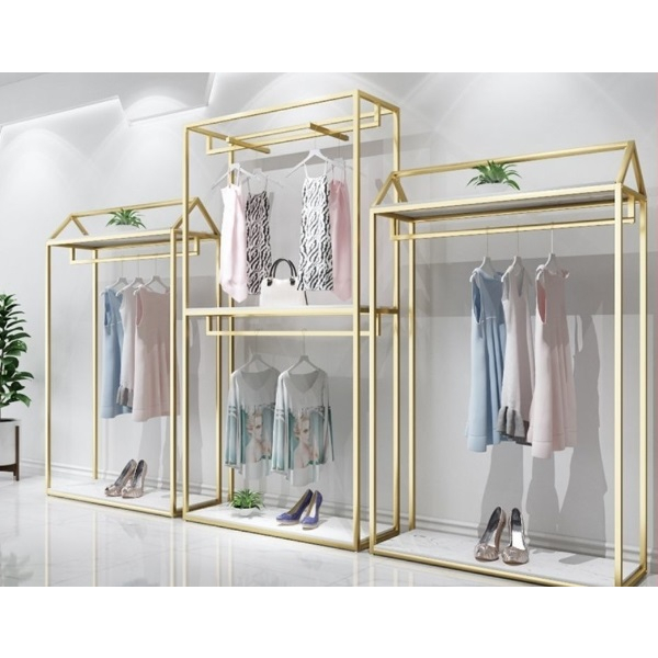 Ready Stock Gold Clothing Store Display Frame Men Women Floor Clothes ...