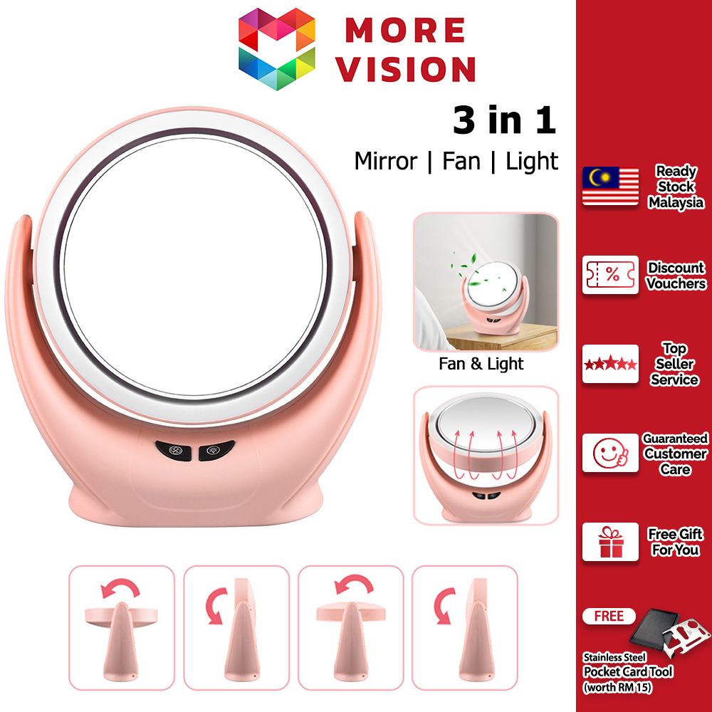 Beauty Breeze Mirror with Cooling Fan and Light 3 In 1 Vanity Makeup ...