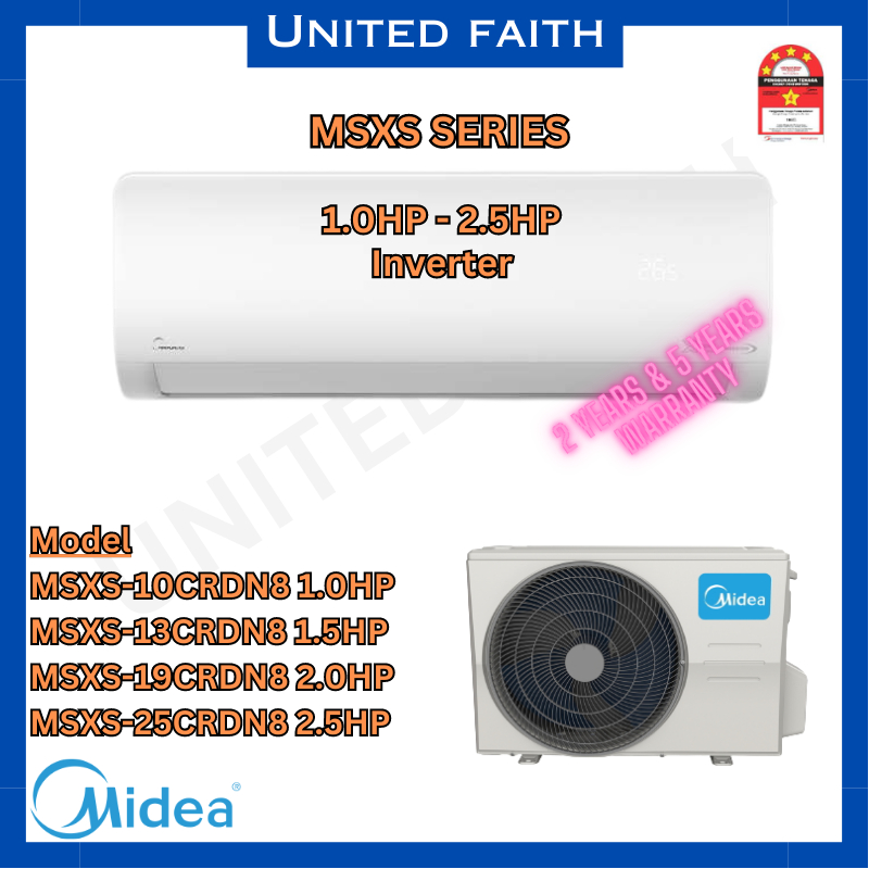 Midea AirCond Wall Mounted Xtreme Save Inverter R32 MSXS Series MSXS ...