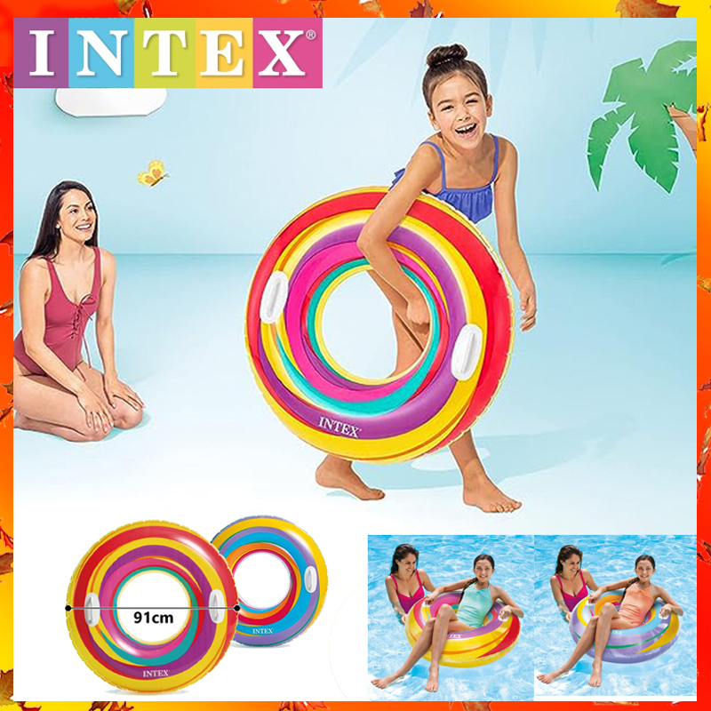 INTEX 59256 91CM (NP11) Swirly Whirly Tubes Clear Top Swimming Pool ...