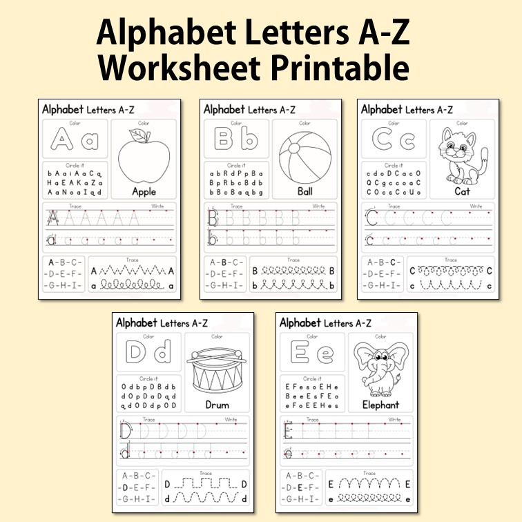 Worksheet A to Z (50Pages) -Tracing/Writing/Match [PDF/SOFTCOPY FILE ...