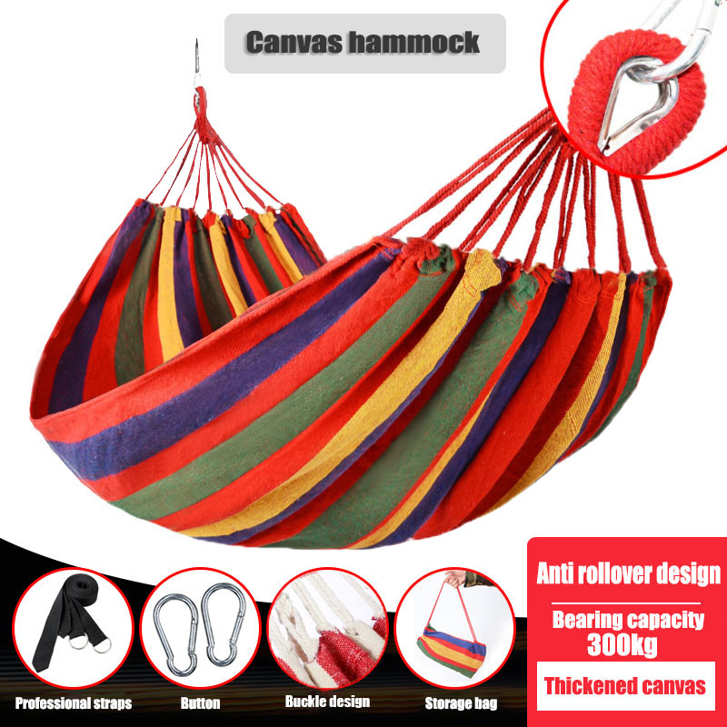 Canvas Hammock Portable Durable Comfortable Woven Nylon Rainbow Swing ...