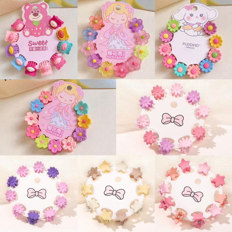 10pcs Mini Size Hair Clips Card Flower Hair Clip Penyepit Rambut kids ...