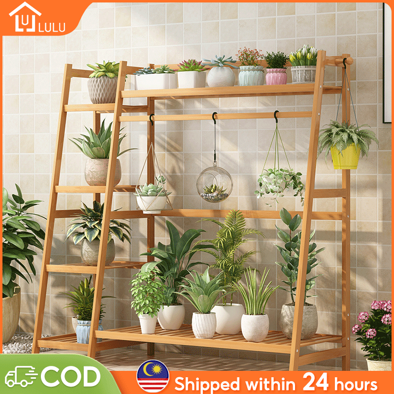Flower Pot Rack Outdoor Plant Rak Flower rack shelf plant solid wood ...
