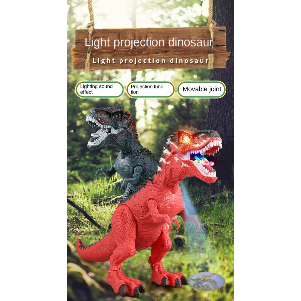 T-rex Dinosaur LED Light Sound Walking Dinosaur Toy with Light & Sound ...
