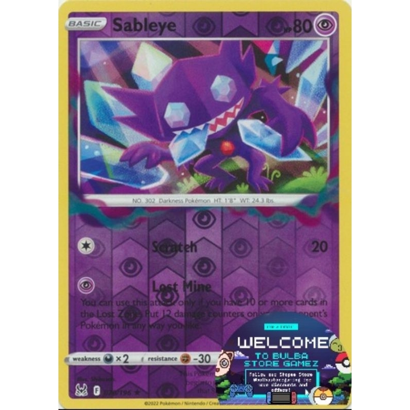 Sableye 070/196 Reverse Holo & Holo Rare SWSH11 Lost Origin Pokémon TCG ...