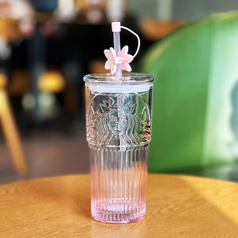 Starbucks Coffee Gradient Sakura Pink Glass Cup Thick Glass Limited ...