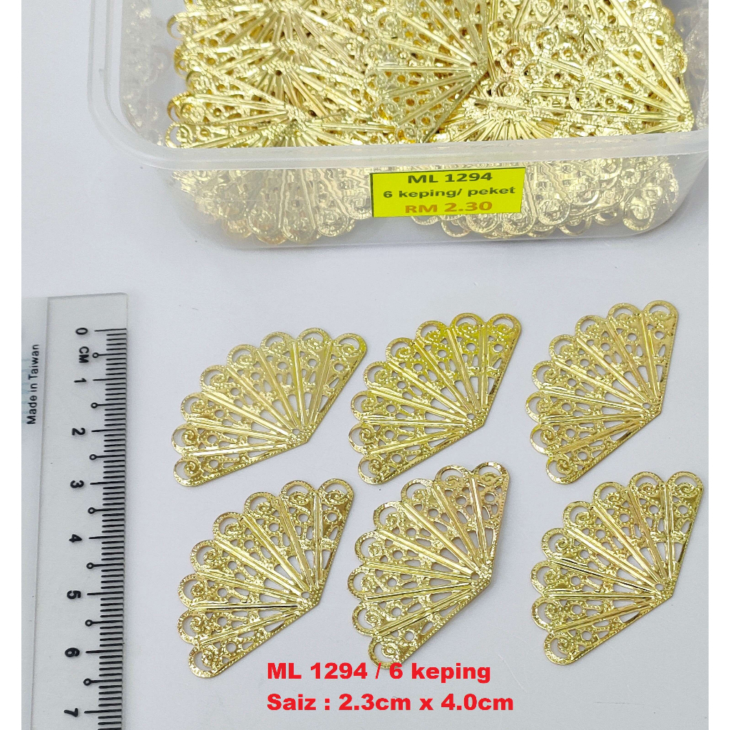 Kepingan besi emas bercorak kerawang untuk sanggul melintang | Shopee ...