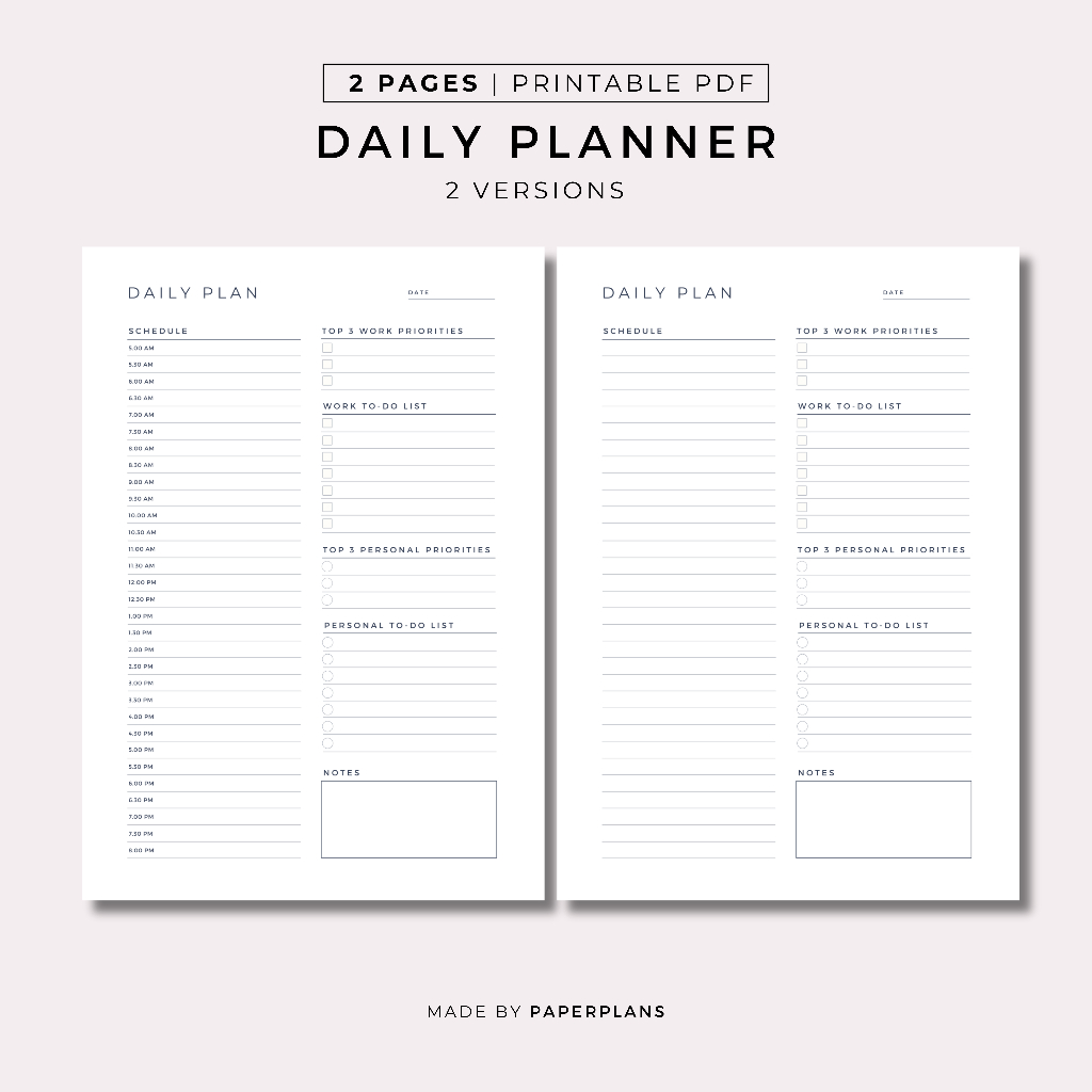Daily Planner, Daily To Do List, Daily Schedule, Productivity Planner ...