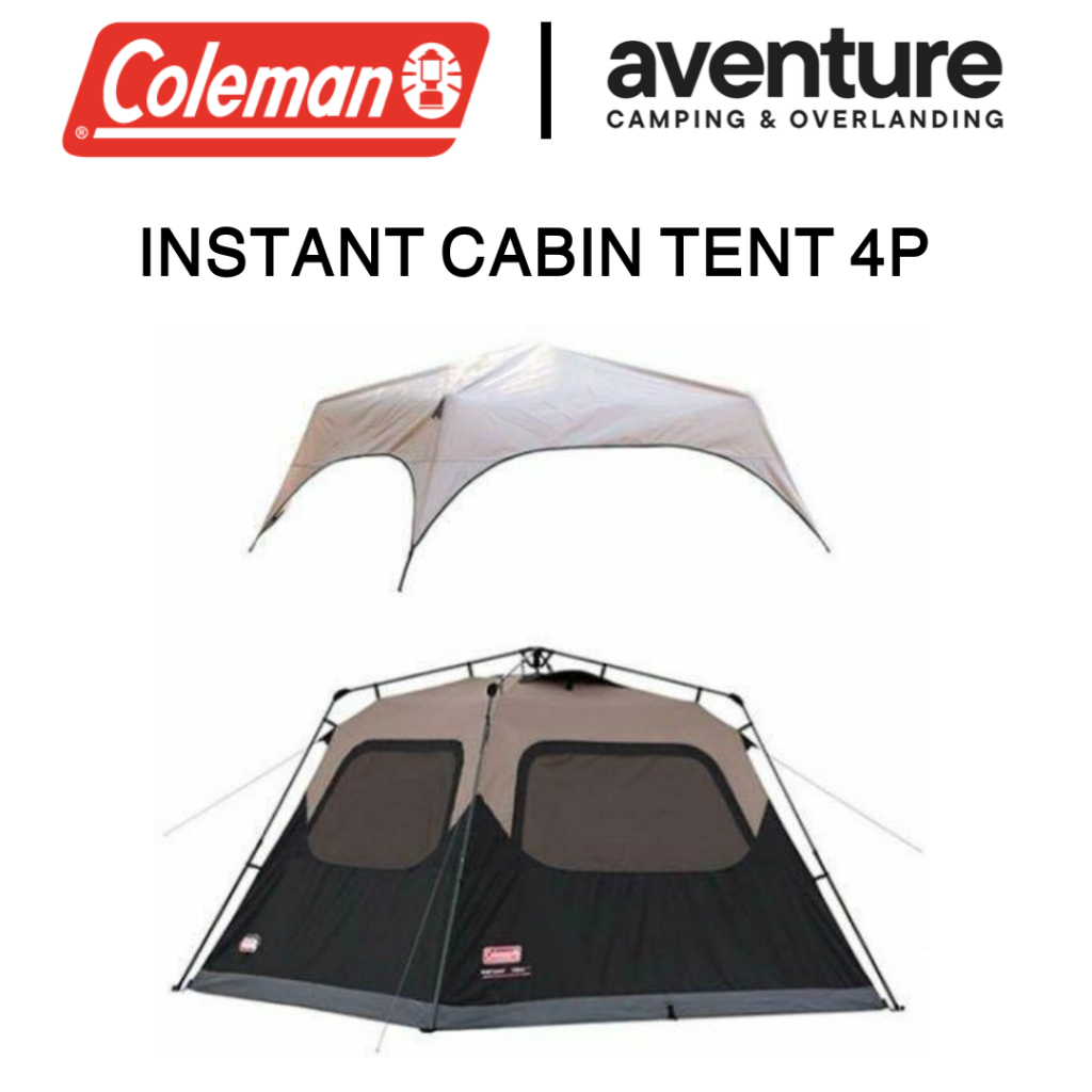 (READY STOCK) Coleman 4P Cabin Tent with Rainfly Instant Up Quick Setup ...