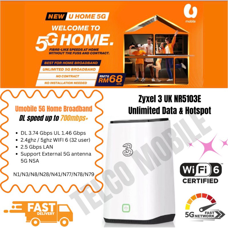 UMOBILE 5G HOME BROADBAND (ZYXEL 3 UK NR5103E) | Shopee Malaysia