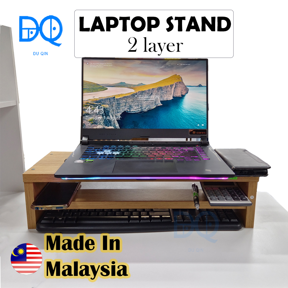 Du Qin 2 Layer Laptop Stand/Monitor Stand/Computer Stand/Wood Stand ...