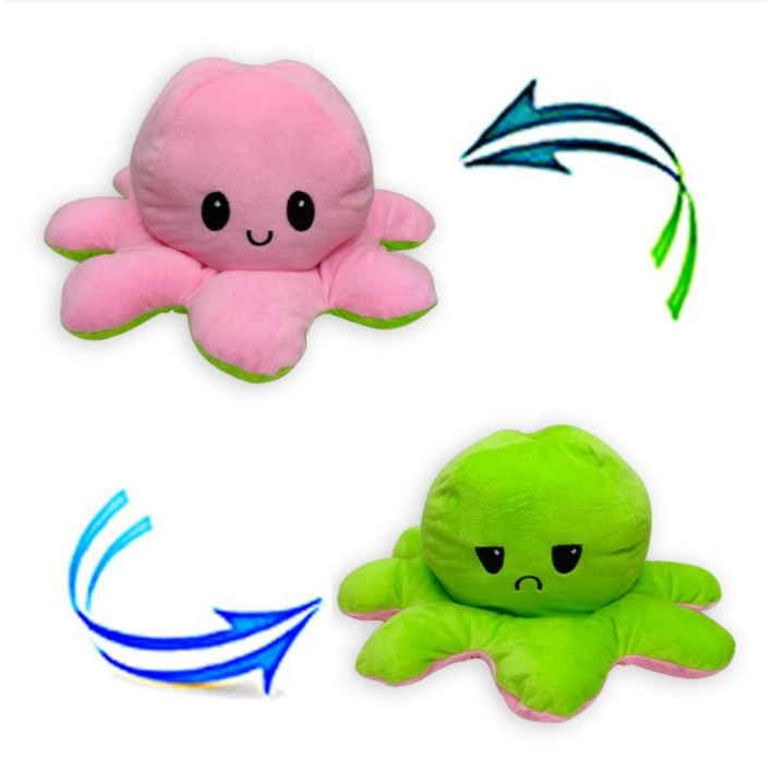 Octopus Viral 20/30/40 cm Happy Sad Reversible Flip Octopus Plush Doll ...