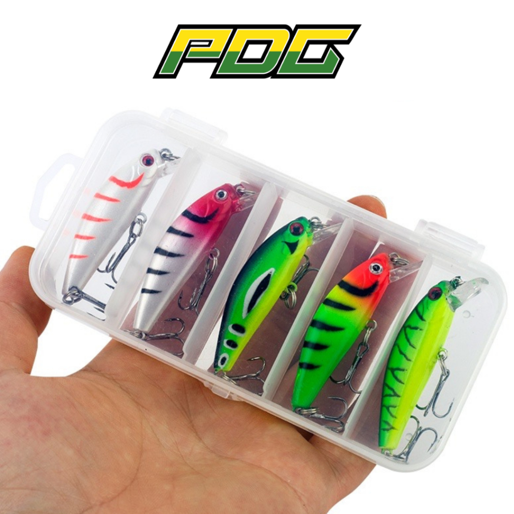 PDG Minnow Set Box Umpan Sebarau Peacock Killer Minnow Fishing Bait ...
