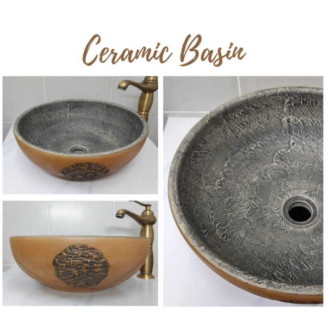 HAND MADE CERAMIC BASIN DEISGNER ART BASIN ABOVE COUNTER TOP ART SINK ...