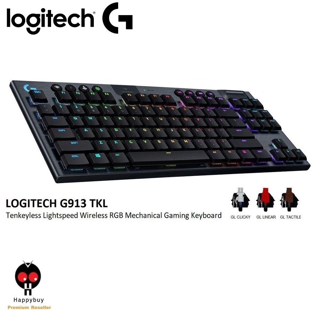 LOGITECH G913 TKL TENKEYLESS LIGHTSPEED WIRELESS RGB MECHANICAL GAMING ...