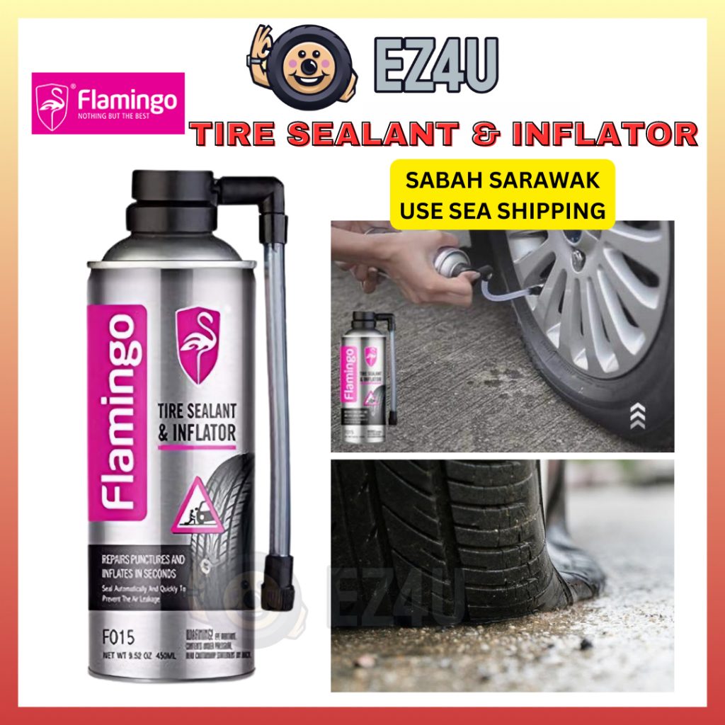 [EZ4U] Flamingo Spray Emergency Repair Tire Sealer Inflator Tire Puncture Urgent Use Tyre ...