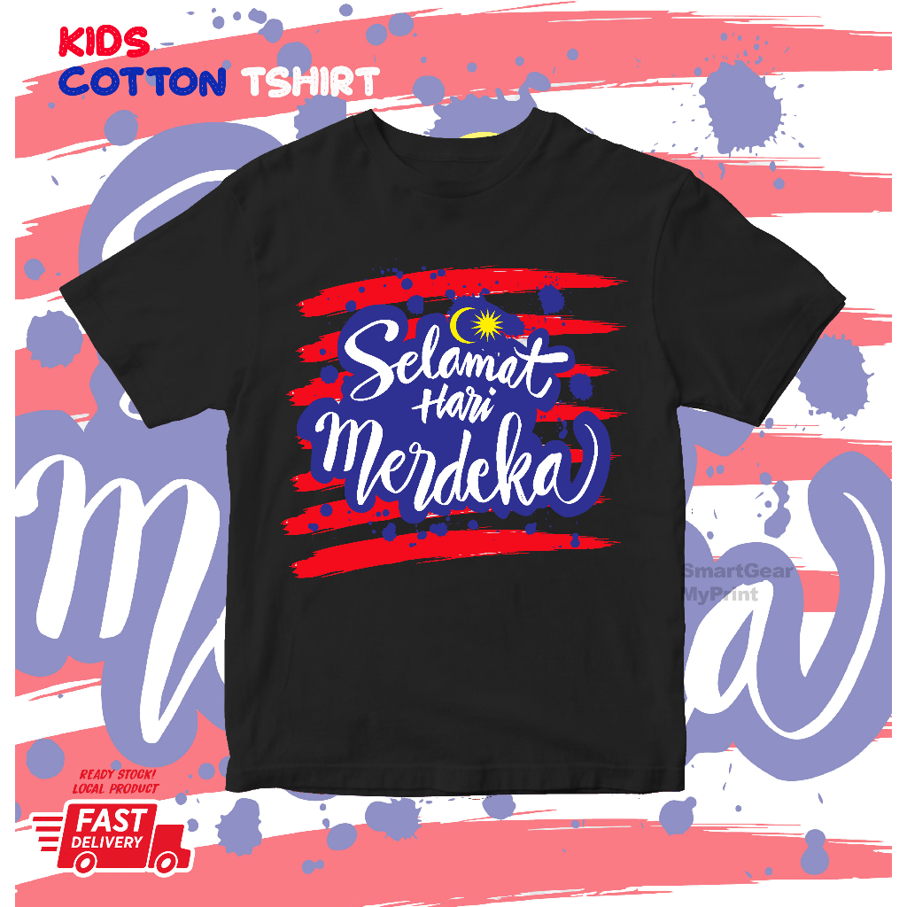 Selamat Hari Merdeka Kids Cotton Tshirt Unisex Baju Merdeka Kanak-kanak ...