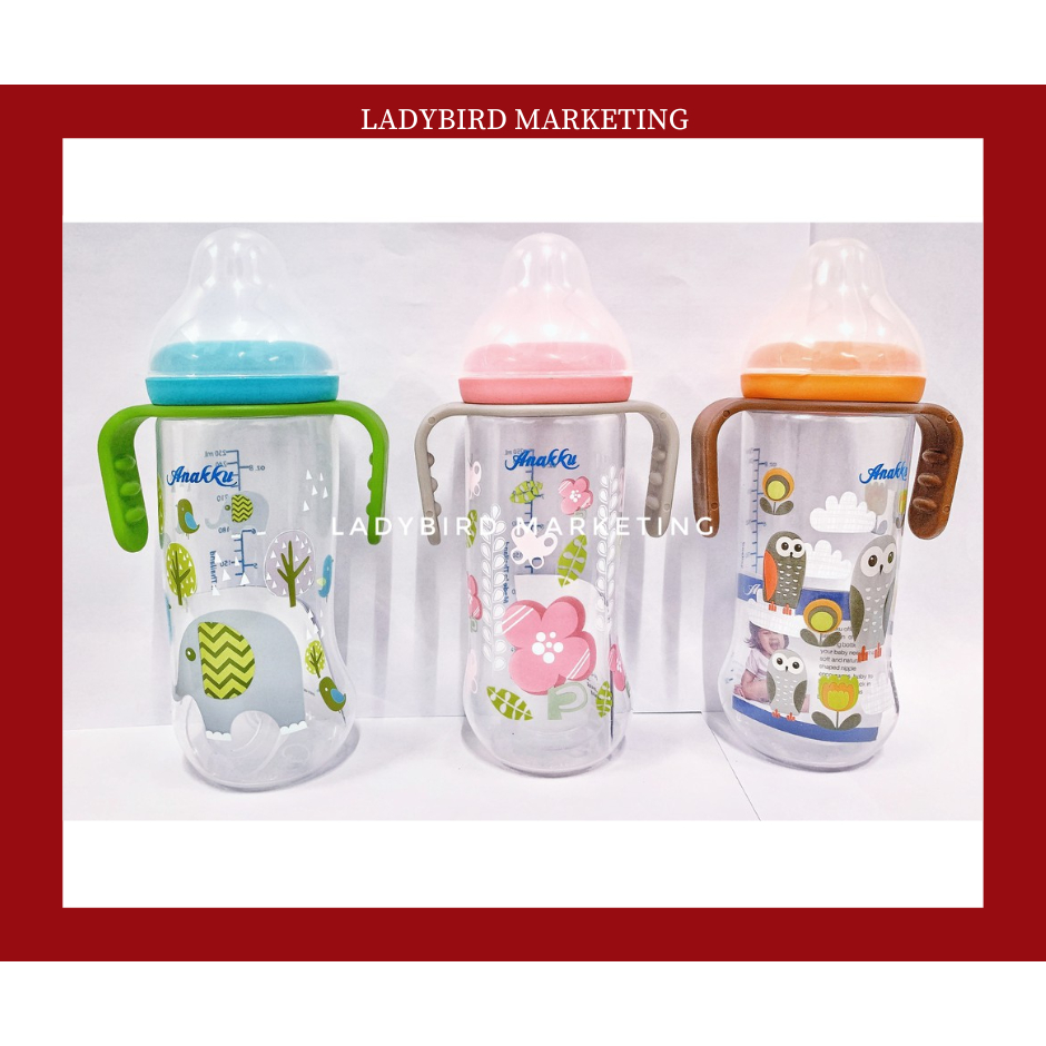 ANAKKU 8oz Regular Neck Feeding Bottle With handle 163-613 / Botol susu ...
