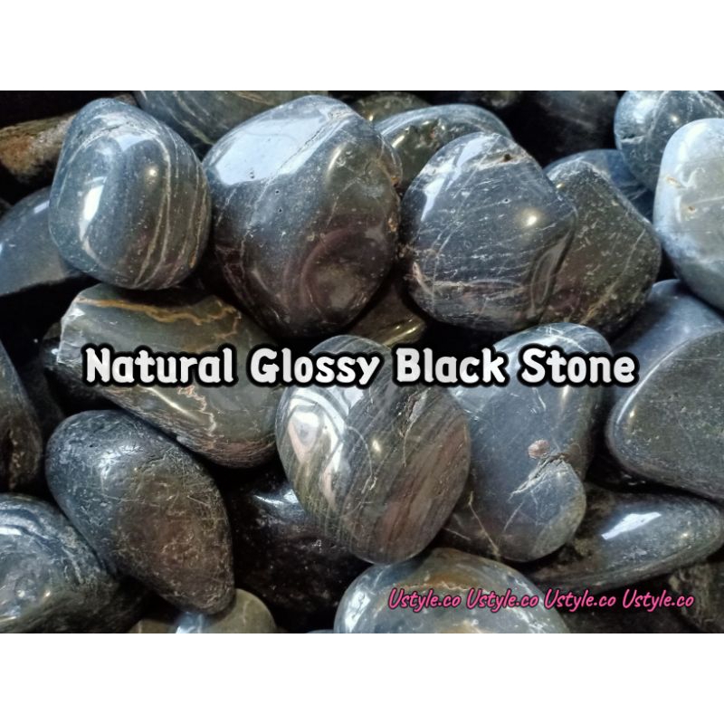 Natural Glossy Black Stone Gardening For Decor Flower , Landscape or ...