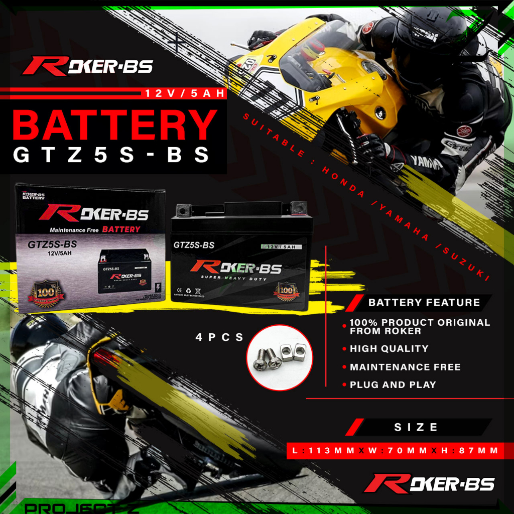 ROKER-BS BATERI BATTERY GEL GTZ5S-BS/YTZ5/YTZ5S-BS Y15ZR/LC135 NEW ...