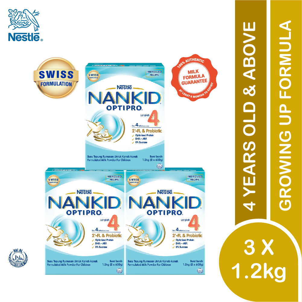 Nestle Nankid Optipro Stage 4 with 2' -FL Bib (1.2kg x 3) | Shopee Malaysia
