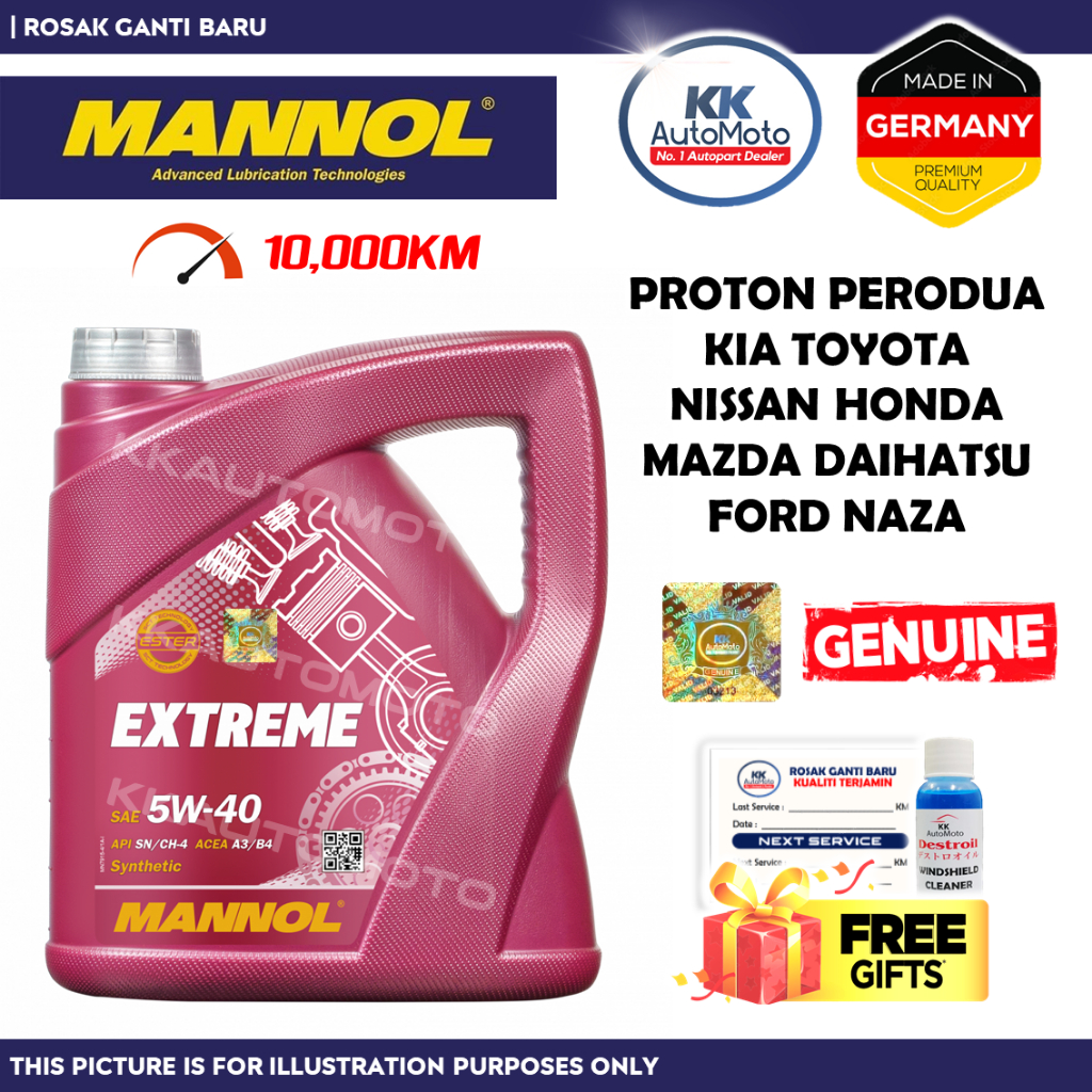 Genuine MANNOL German Ester Tech 5W40 SAE 5W-40 7903 4L Extreme Fully ...