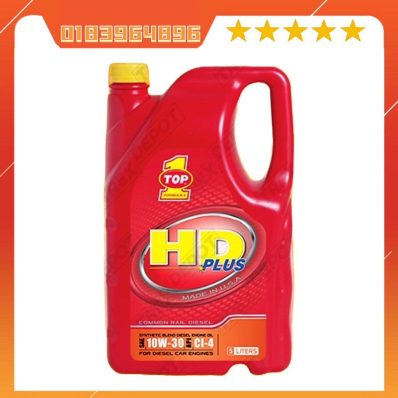 TOP 1 HD Plus Synthetic Blend Semi Synthetic Engine Oil 10W30 (5L ...