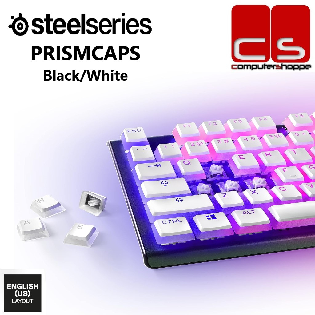 SteelSeries PRISMCAPS Universal Double Shot PBT Keycaps - Black/White ...