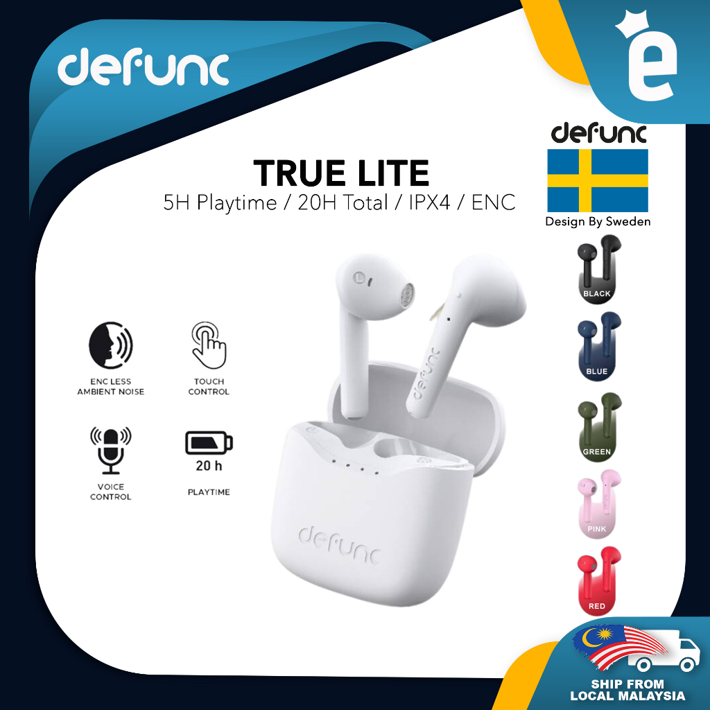 DEFUNC True Lite Wireless Earbuds | 1 Year Defunc Malaysia Warranty | Shopee Malaysia