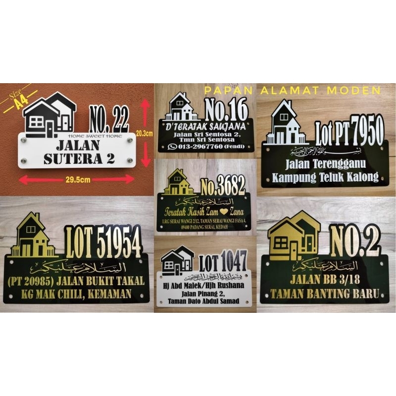 Alamat Rumah/Plat Alamat Rumah Arcylic/House Number Plate/House ...