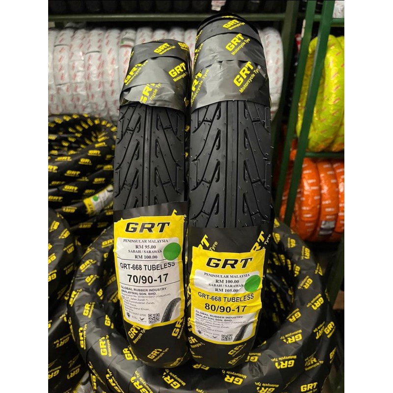 TAYAR GRT 668 SPORT RAIN TYRE TUBELESS 70/90 80/90 90/80 120/70 GRT ...