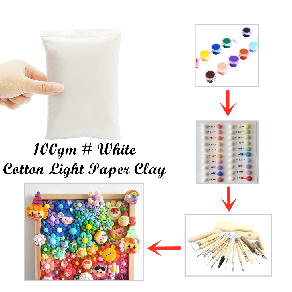 100gm Hanna Cotton Light Paper Clay Light Weight Air Dry Modelling Clay ...