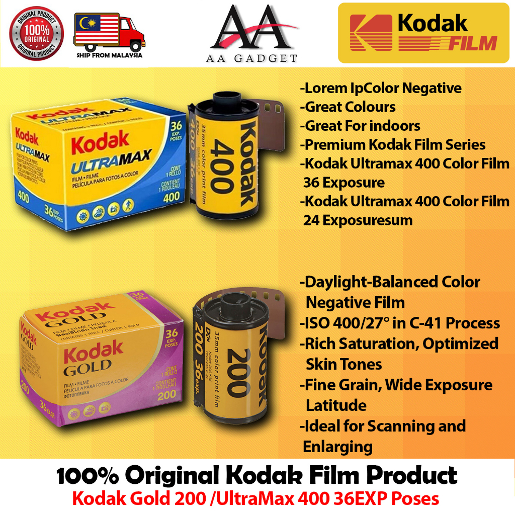 Ready Stock!!!Kodak Gold 200 /Ultramax 400 Color Negative Film Roll Film/36 Exposures OR 24 ...