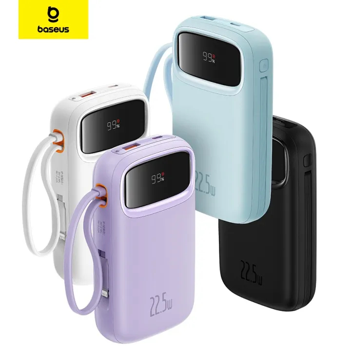 Baseus Power Bank 10000mAh/20000mAh PD 22.5W 20W Fast Charging Built in Dual-Cable Portable ...