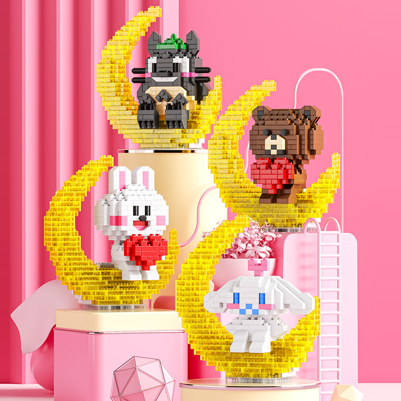 Moon Cartoon DIY Bricks Building Blocks Cute Design with Light | Shopee ...