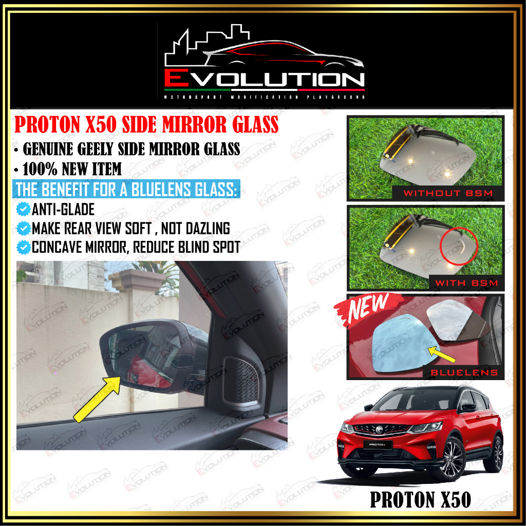 PROTON X50 GENUINE GEELY SIDE MIRROR GLASS CLEAR GLASS BLUELENS GLASS ...