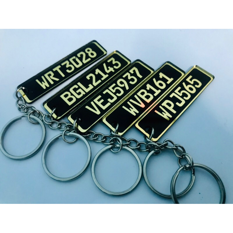 Keychain Nombor Plate Kereta / Motor - Mirror Gold Custom | Shopee Malaysia