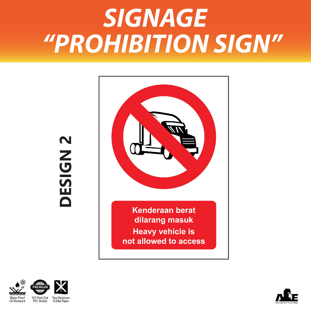 Prohibition Sign 2 | No Fork Lift | No Heavy Vehicle | No Unauthorised ...