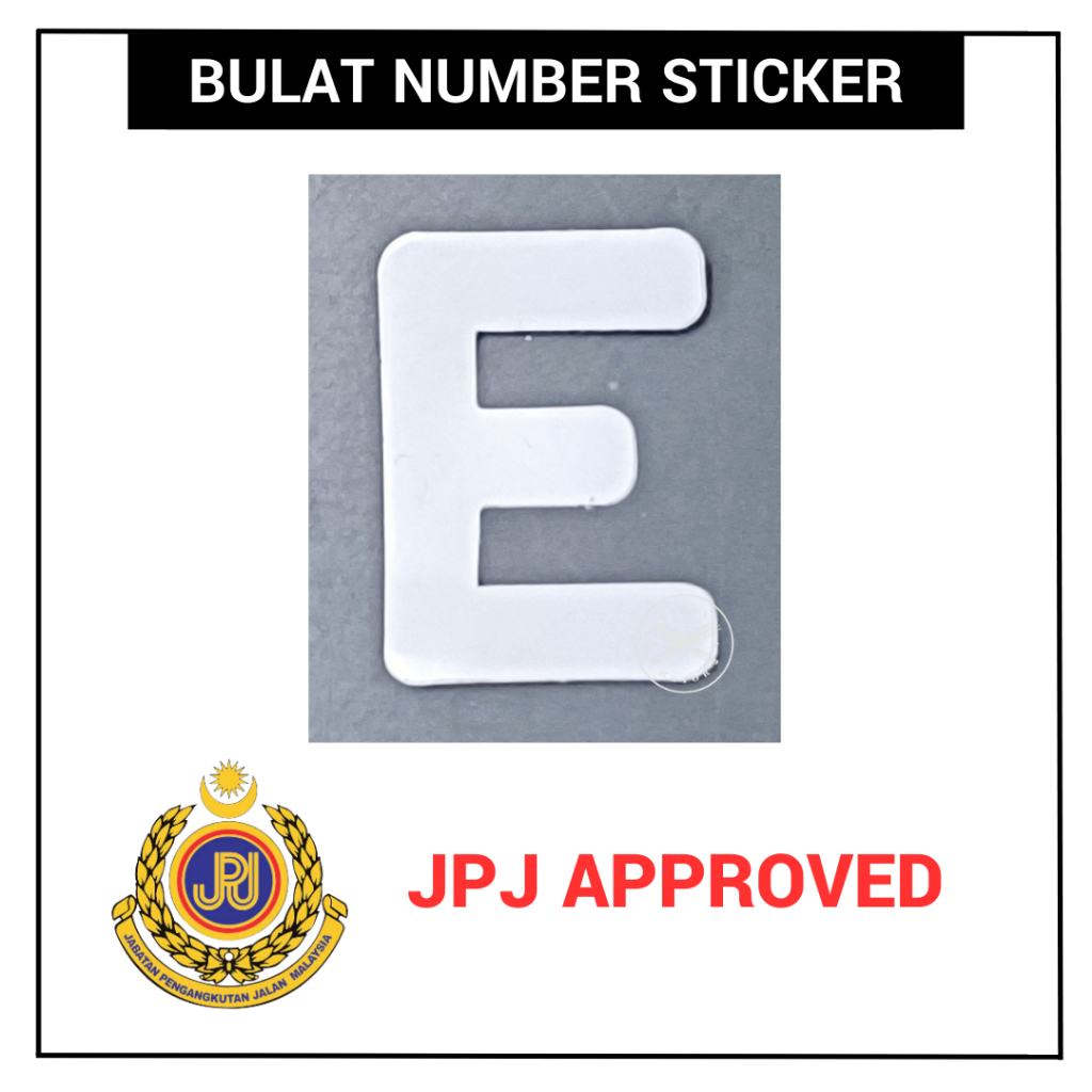 JPJ APPROVED BULAT/CIRCLE Number Plate Sticker Motorcycle ABC 123 White ...