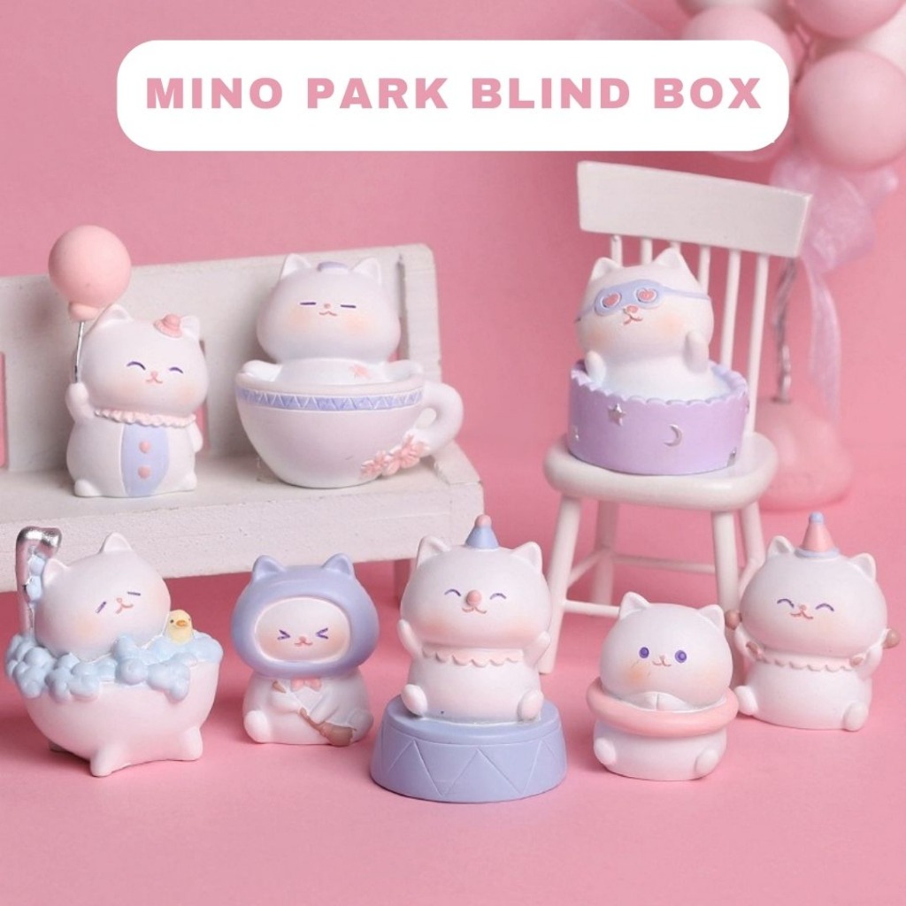 【BLIND BOX】Cat Figurine Figure Cute Resin Collectible Mino Park Desk ...