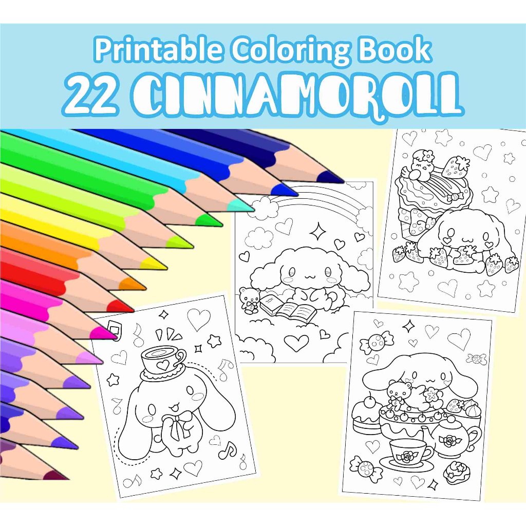 [Softcopy PDF] 22 Cinnamoroll Printable Coloring Book For Kids Adults ...
