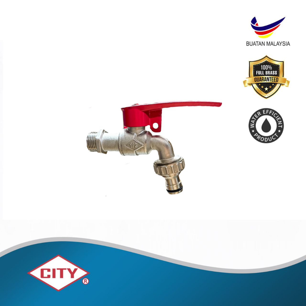 (CITY) Full Brass 15 MM Aluminum Alloy Handle Lockable Union Tap With ...