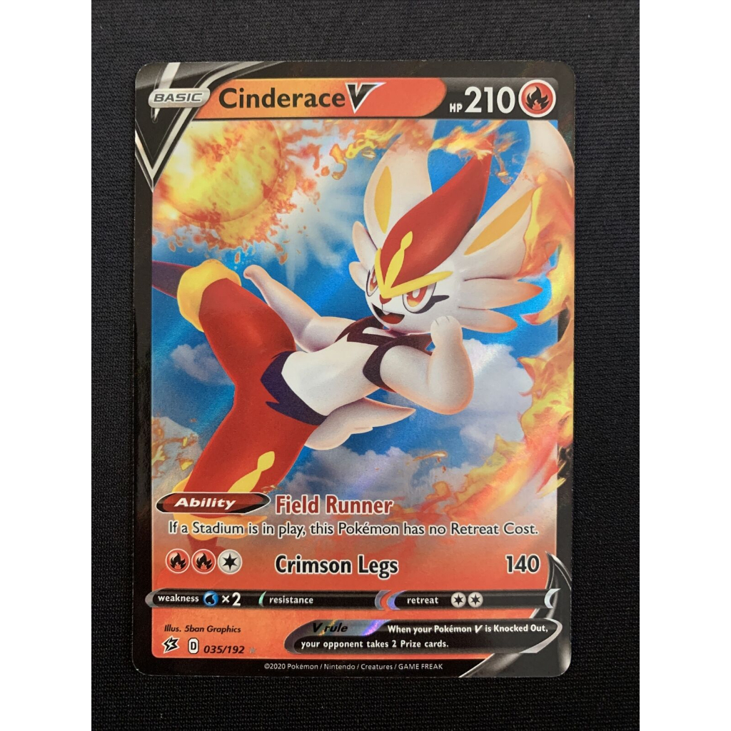 Cinderace V 35/192 Ultra Rare Sword Shield Rebel Clash Pokemon Card TCG ...
