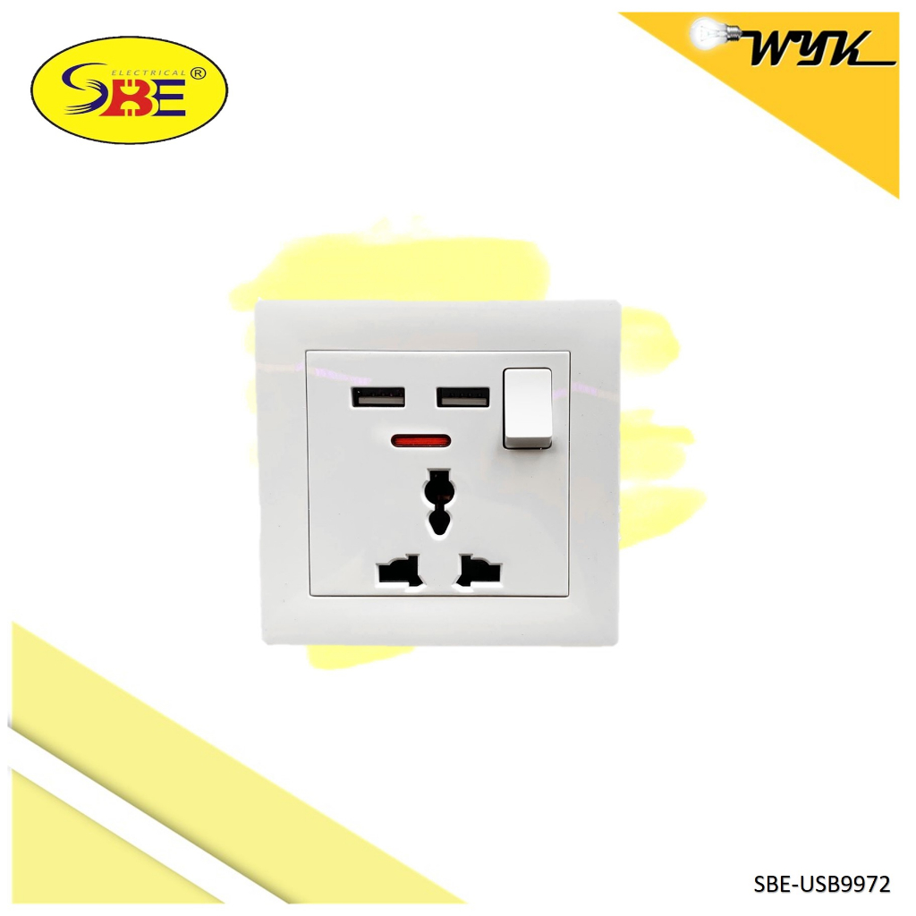 SBE 13A Multi Switch Socket With 2USB SBE-USB9972(NEON) | Shopee Malaysia