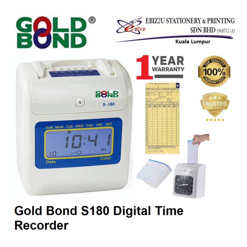 Gold Bond S180 Digital Time Recorder ( mesin perakam waktu, punch card ...